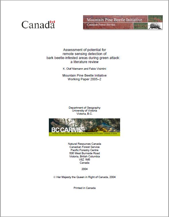 Assessment Of Potential For Remote Sensing Detection Of Bark Beetle Infested Areas During Green